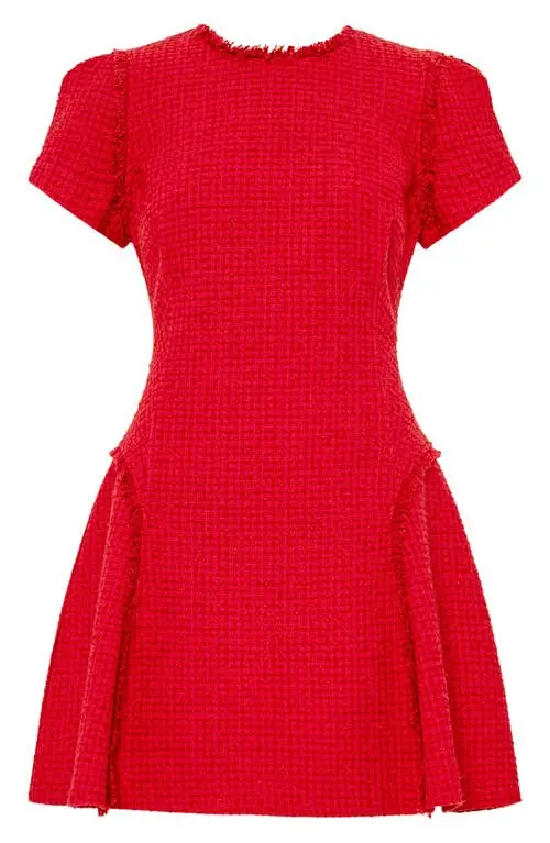 MILLY Samara Bouclé Fit & Flare Mini Dress - Red