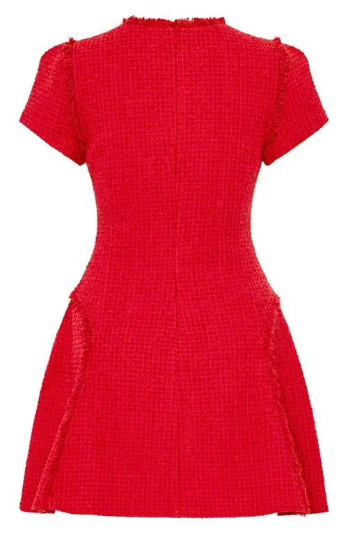 MILLY Samara Bouclé Fit & Flare Mini Dress - Red
