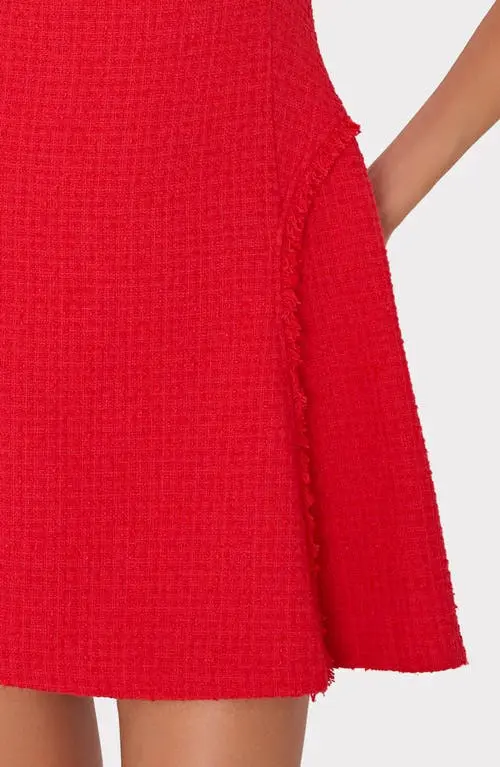 MILLY Samara Bouclé Fit & Flare Mini Dress - Red
