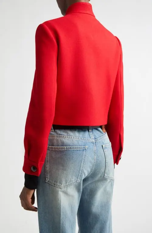 Valentino Garavani V-detail Wool & Silk Double Drill Jacket - Deep Red