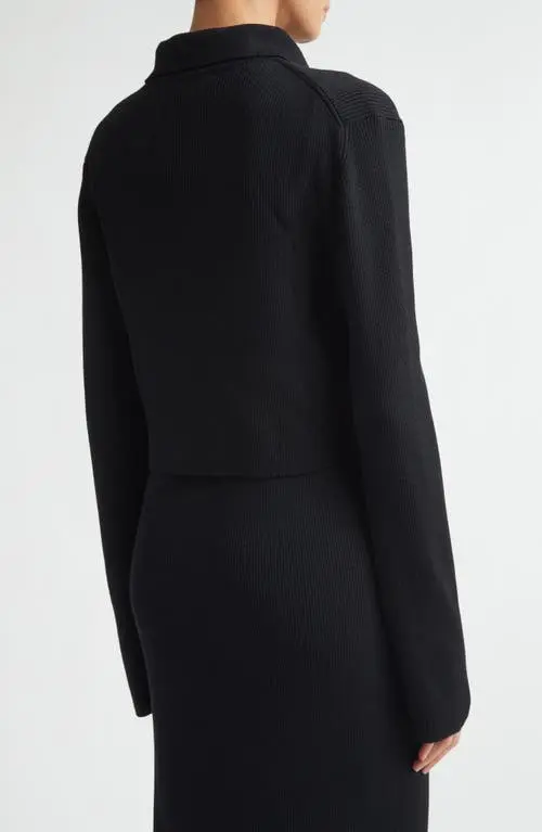 JIL SANDER Virgin Wool Rib Polo Cardigan