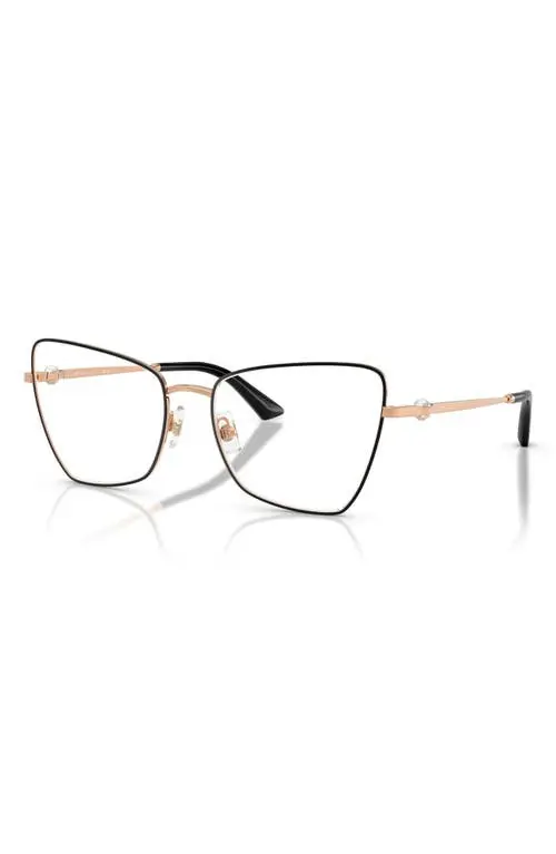 JIMMY CHOO 56mm Irregular Eyeglasses - Rose Gold/black/demo Lens