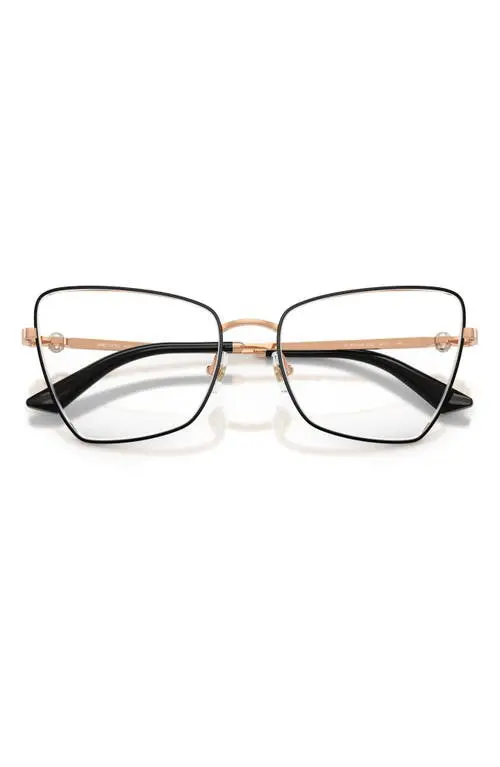 JIMMY CHOO 56mm Irregular Eyeglasses - Rose Gold/black/demo Lens