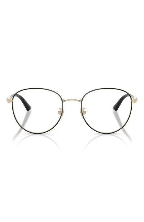 JIMMY CHOO 54mm Round Eyeglasses - Pale Gold/black/demo Lens