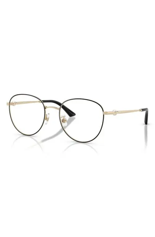 JIMMY CHOO 54mm Round Eyeglasses - Pale Gold/black/demo Lens