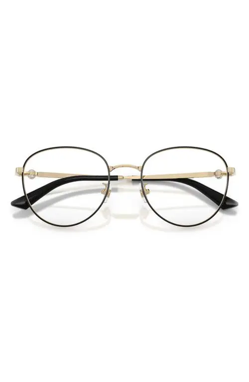 JIMMY CHOO 54mm Round Eyeglasses - Pale Gold/black/demo Lens