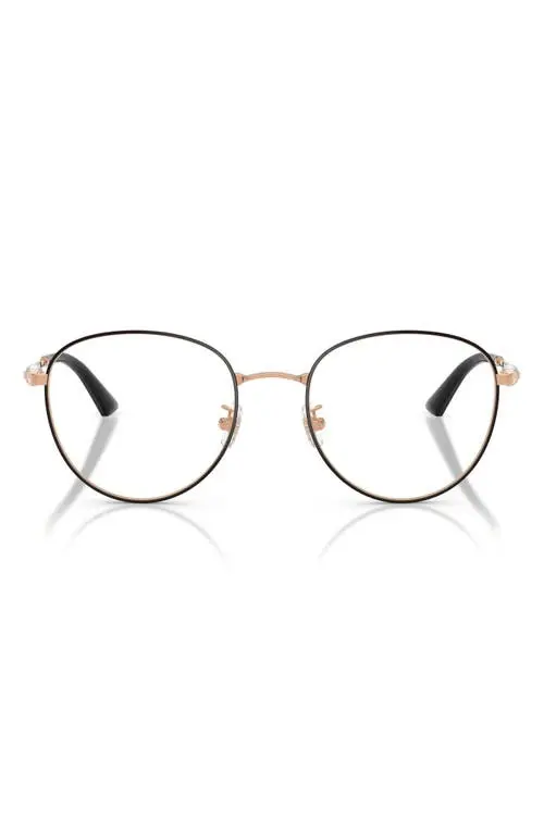 JIMMY CHOO 54mm Round Eyeglasses - Rose Gold/black/demo Lens