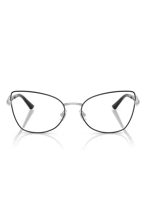 JIMMY CHOO 55mm Cat Eye Optical Glasses - Silver/black/demo Lens