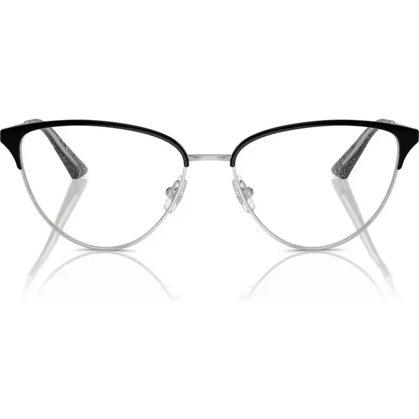 JIMMY CHOO 55mm Cat Eye Optical Glasses - Silver/black/demo Lens