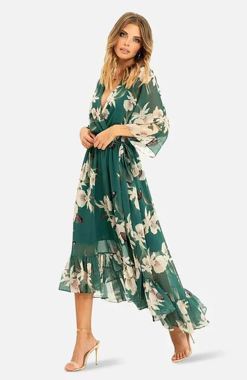 YUMI Dip Hem Sleeve Dress