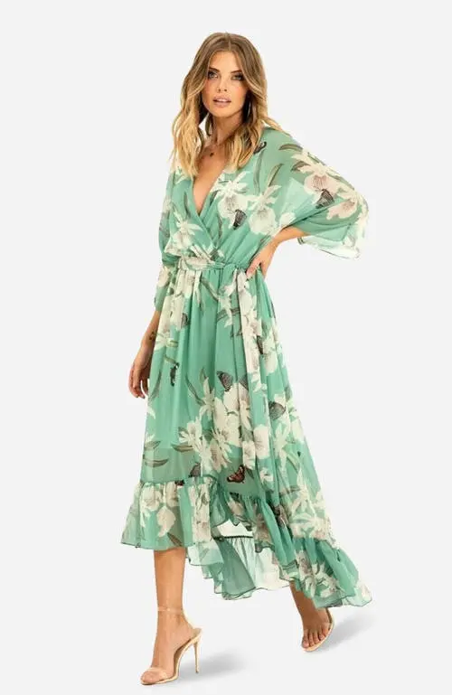 YUMI Dip Hem Sleeve Dress - Mint