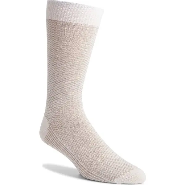 Canali Micropattern Jacquard Wool Blend Dress Socks - Beige