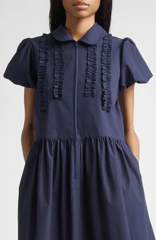 Sandy Liang Ruffle Cotton Poplin Midi Dress