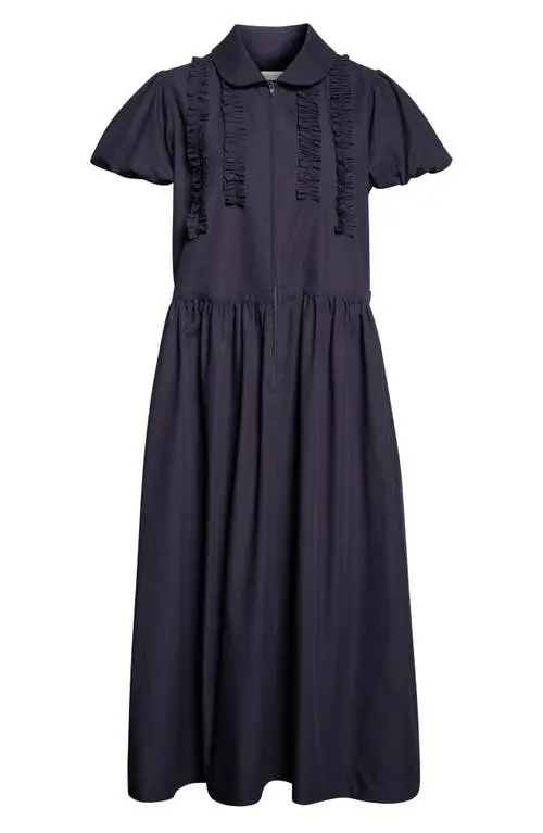 Sandy Liang Ruffle Cotton Poplin Midi Dress