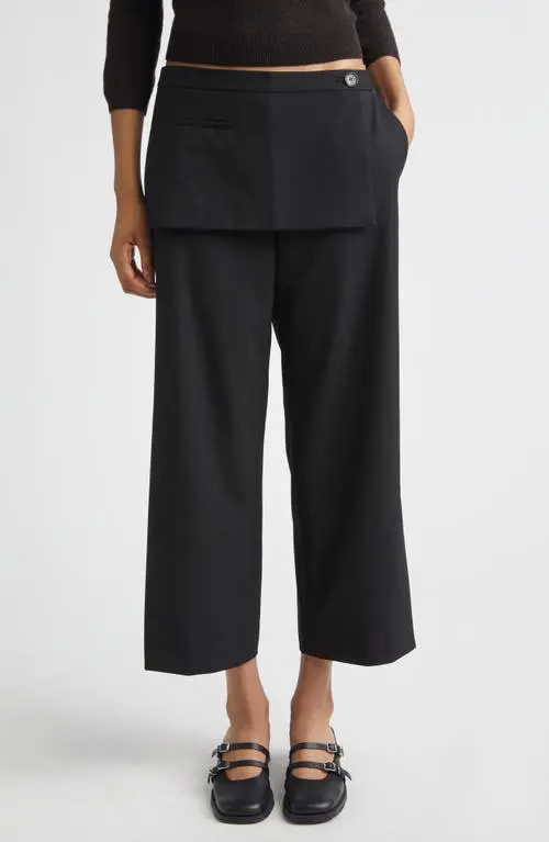 Sandy Liang Mott Cropped Pants With Skirt Overlay - Black