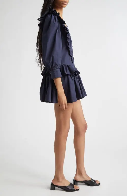 Sandy Liang Callie Ruffle Cotton Poplin Minidress