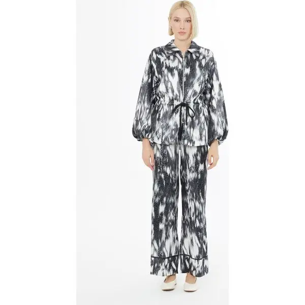 GIZIA Printed Set With Ruffled Sleeves