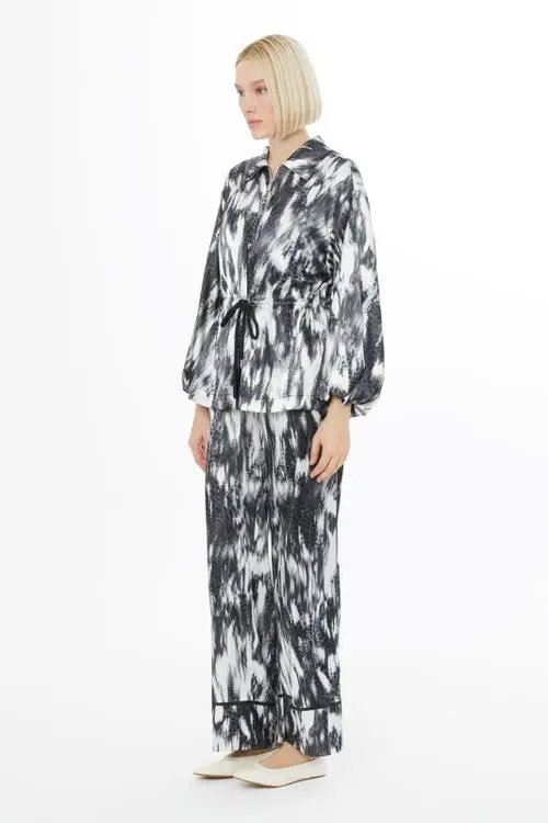 GIZIA Printed Set With Ruffled Sleeves