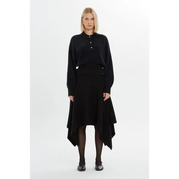 GIZIA Elasticated Waist Asymmetric Knit Midi Skirt