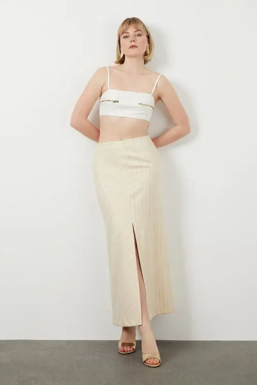 GIZIA Striped Long Skirt With Slit