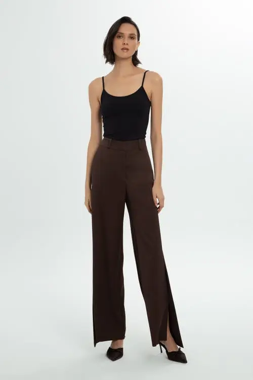 GIZIA Asymmetrical Cuff High-waisted Tailored Trousers