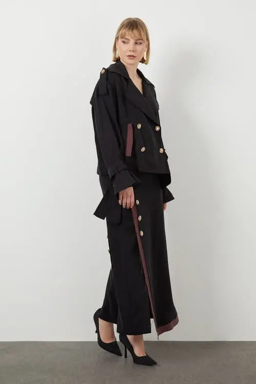 GIZIA Notch Lapel Tie-sleeve Detail Jacket