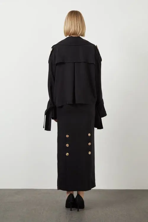 GIZIA Notch Lapel Tie-sleeve Detail Jacket