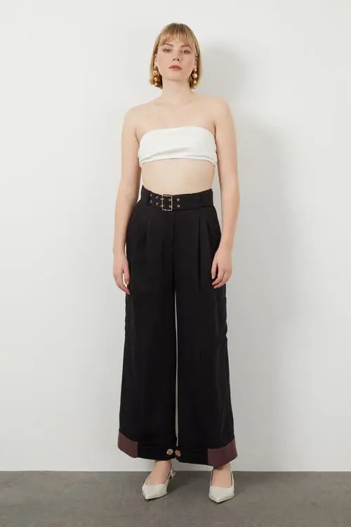 GIZIA Belted Wide-leg Tencel Trousers