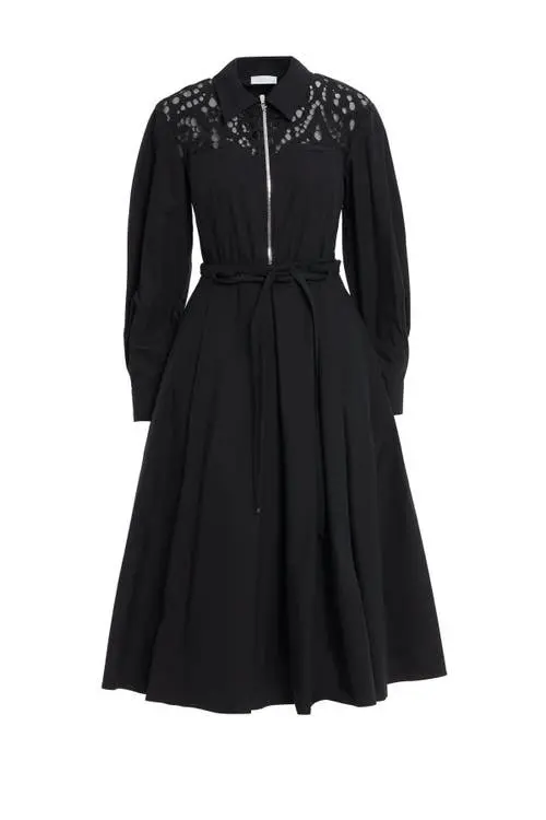 GIZIA Shirt Collar Zippered Midi Dress