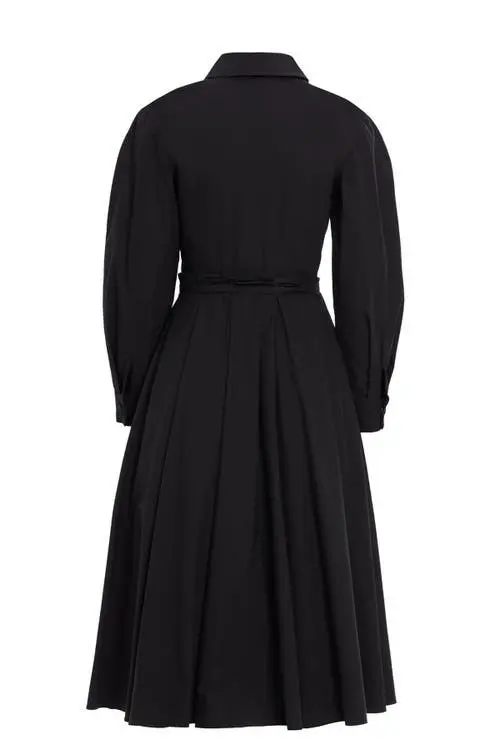GIZIA Shirt Collar Zippered Midi Dress
