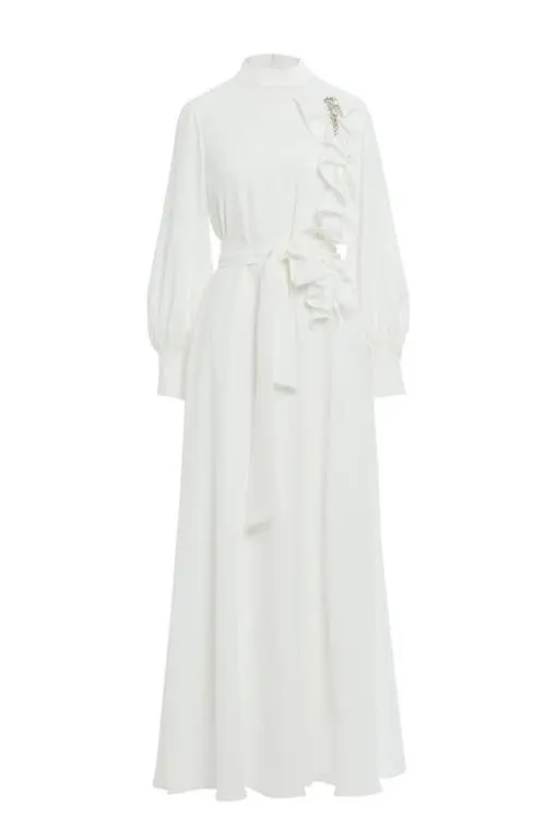 GIZIA Gathered Detail Beaded Long Dress