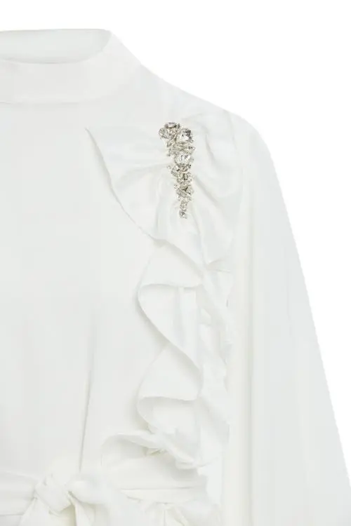 GIZIA Gathered Detail Beaded Long Dress