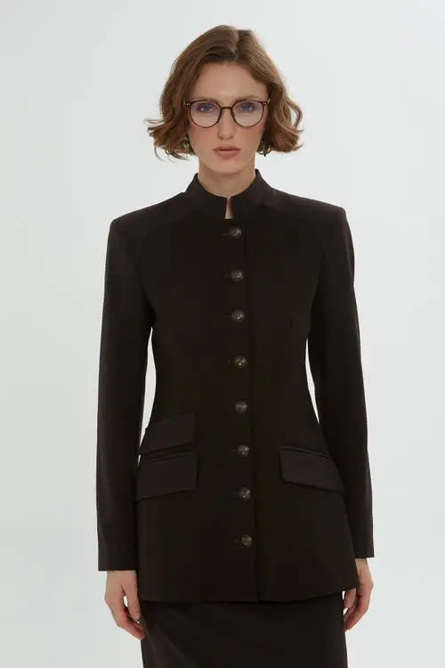 GIZIA Jacket And Pencil Skirt Set With Button Details