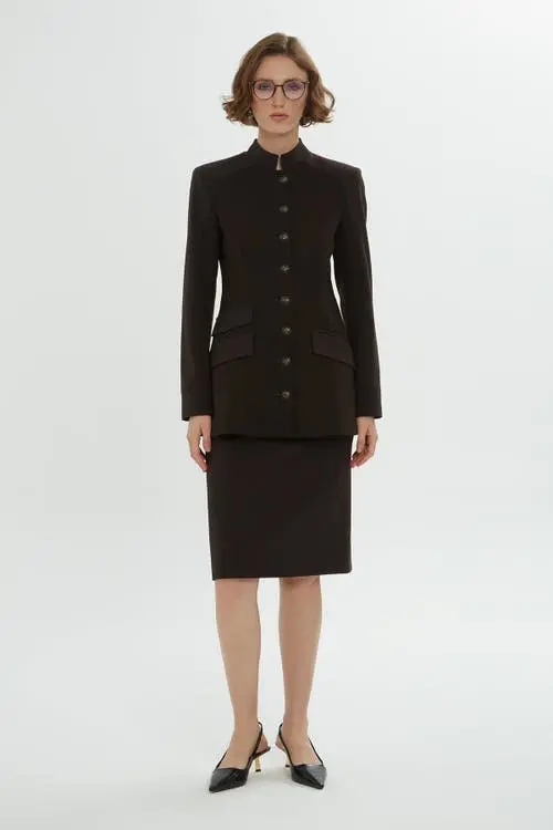 GIZIA Jacket And Pencil Skirt Set With Button Details