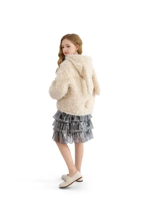 TULLEEN Bunny-eared Faux Fur Jacket