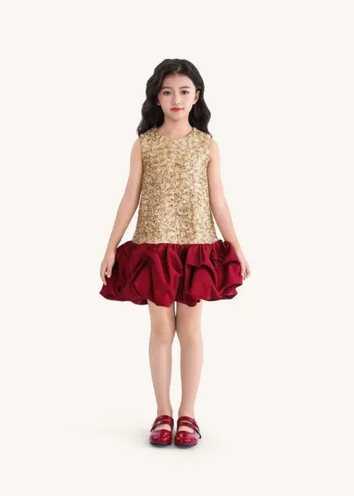 TULLEEN Ruffles & Gleam Dress - Gold