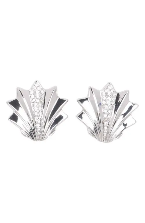 JULIETTA Crystal Shell Stud Earrings - Silver