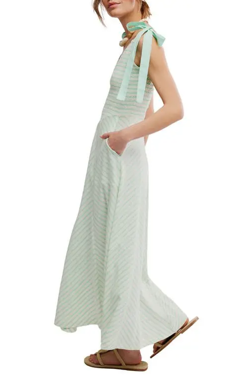Free People Cecelia Stripe Tie Shoulder Midi Dress - Bay Combo