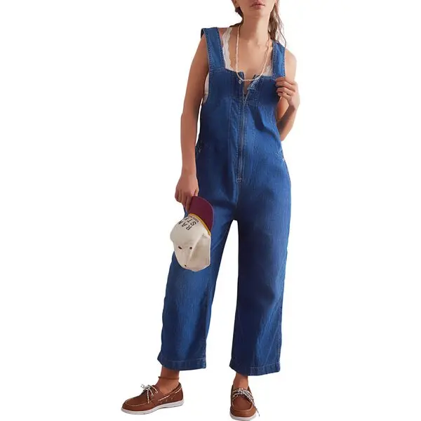 Free People Jude Denim Jumpsuit - Mid Indigo