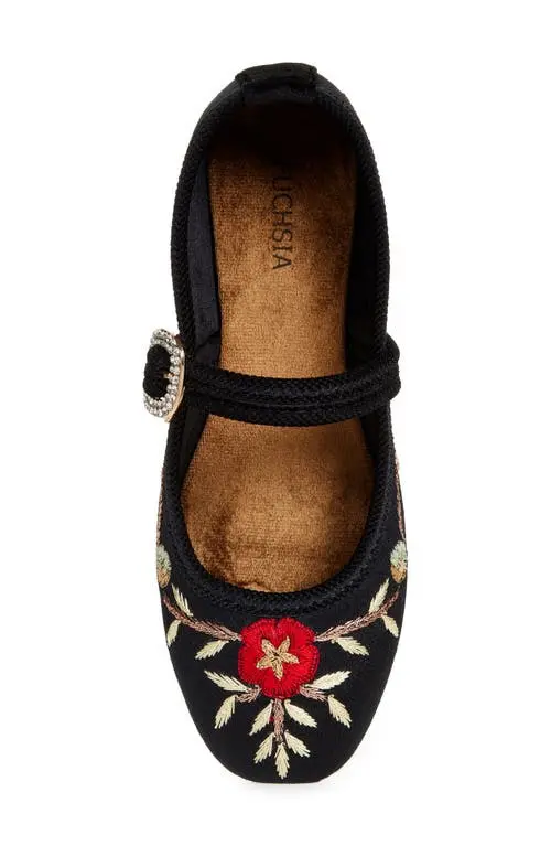 FUCHSIA Paradise Floral Embroidered Mary Jane