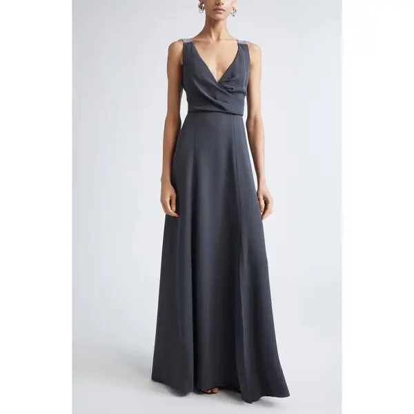 St. John Tess Heathered Crepe Gown