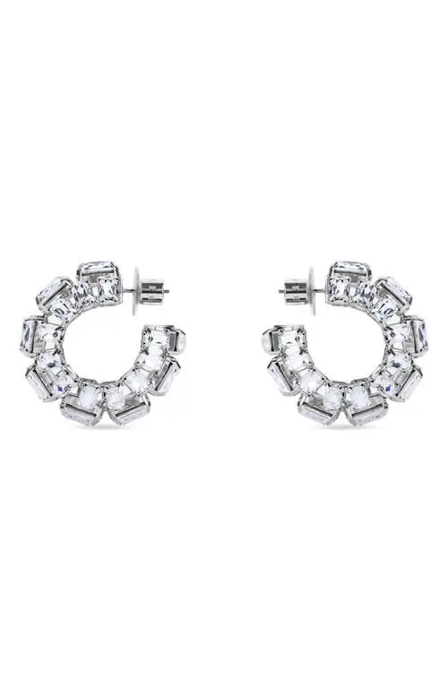 AREA Small Crystal Hoop Earrings - Clear Crystal/silver