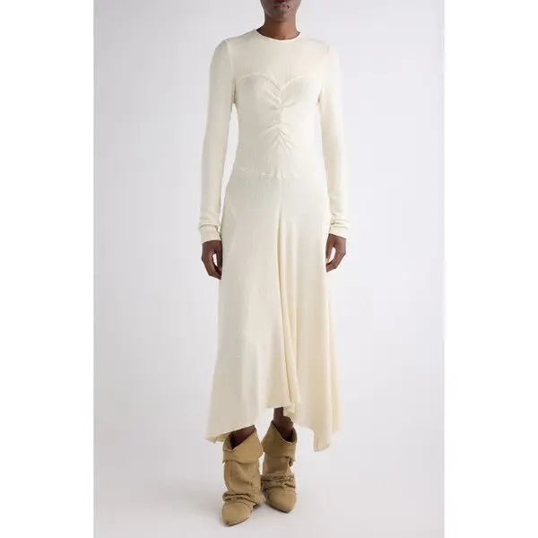 Isabel Marant Étoile Flora Long-sleeve Asymmetric Dress - Ecru