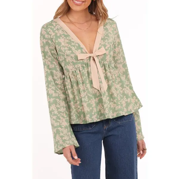 PETAL & PUP Floral Tie-front Top