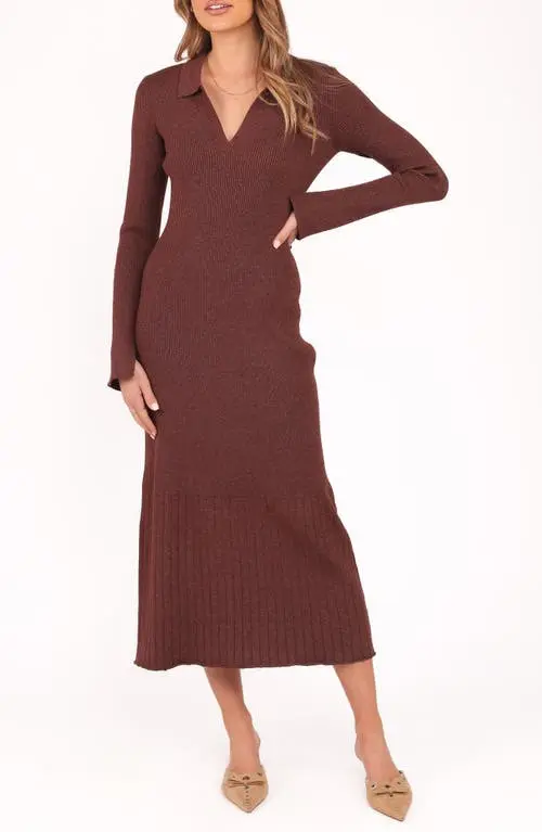 PETAL & PUP Makenna Long Sleeve Rib Maxi Sweater Dress