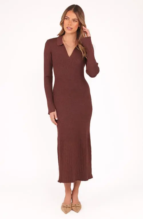 PETAL & PUP Makenna Long Sleeve Rib Maxi Sweater Dress