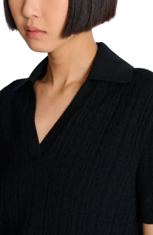 Balmain Monogram Knit Polo - Black