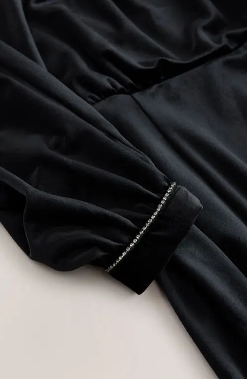 NEXT Diamante Trim Velvet Mini Dress