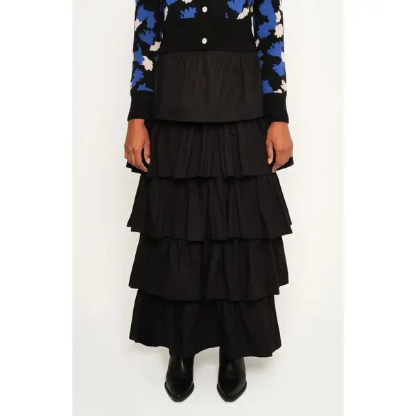 THE LULO PROJECT Tiered Ruffle Cotton Maxi Skirt
