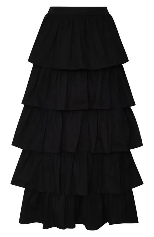 THE LULO PROJECT Tiered Ruffle Cotton Maxi Skirt